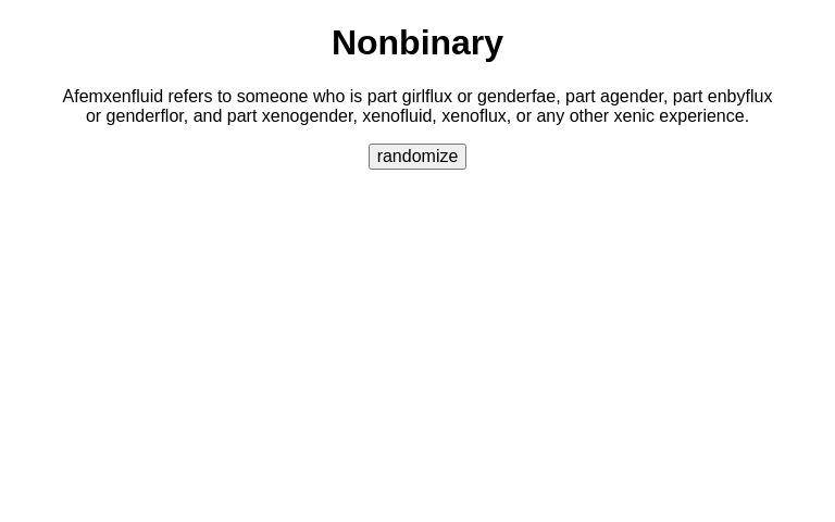 Nonbinary ― Perchance Generator