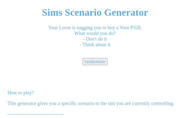 Sims Scenario Generator