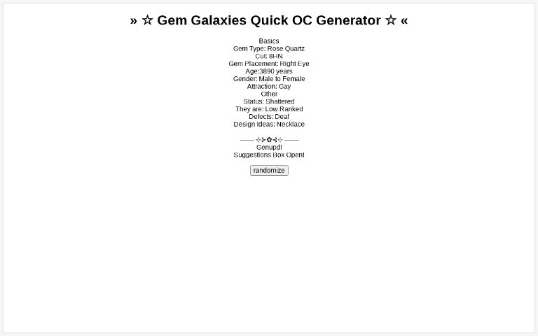 Gem Galaxies Quick OC Generator ☆ «