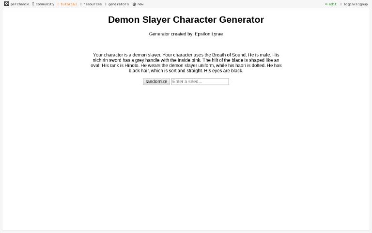 Demon Slayer Character Generator