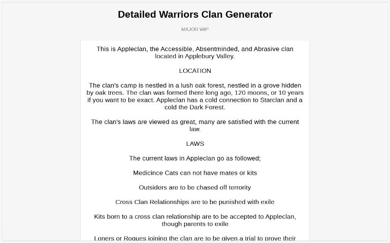 Detailed Warriors Clan Generator
