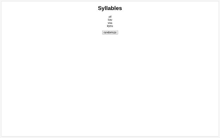 Syllables ― Perchance Generator