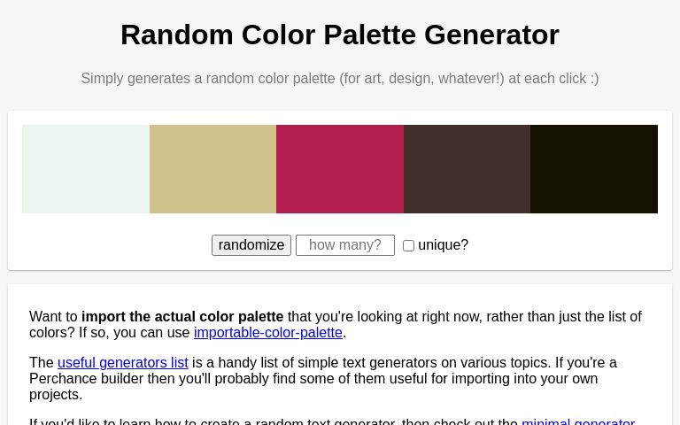 Random Color Palette Generator