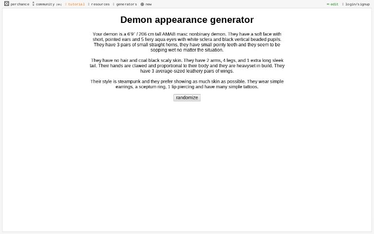 Demon appearance generator
