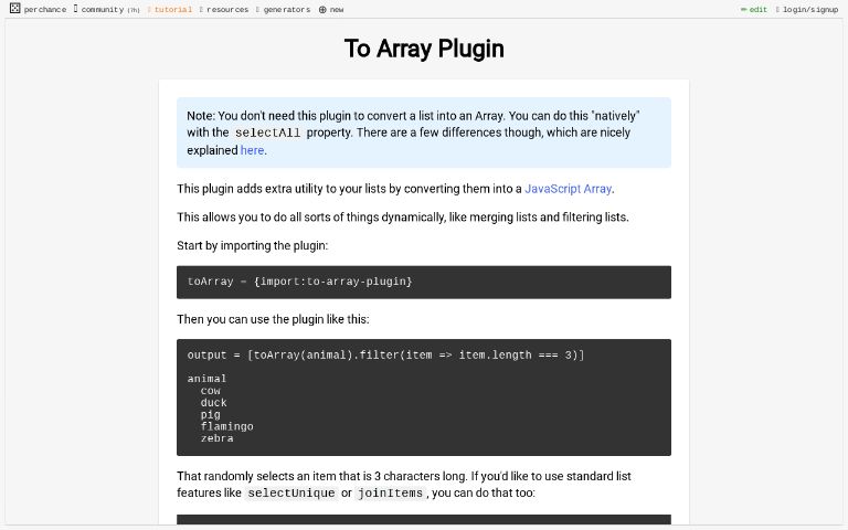 To Array Plugin