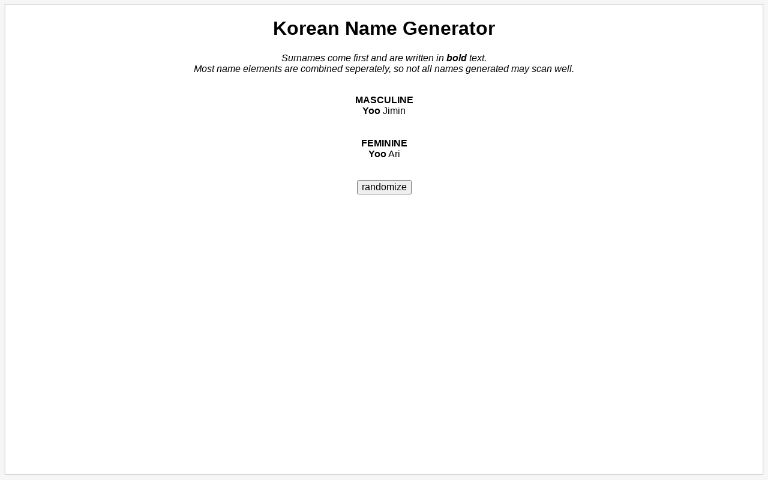 Korean Name Generator