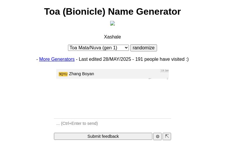 Toa (Bionicle) Name Generator