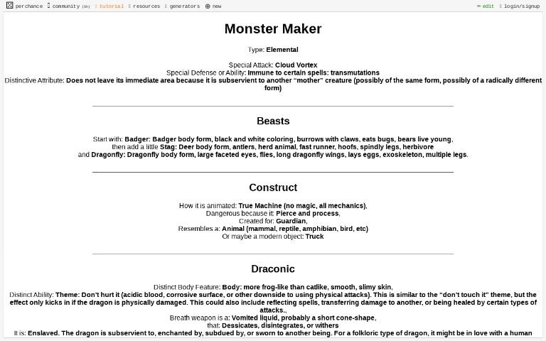 Monster Maker ― Perchance Generator