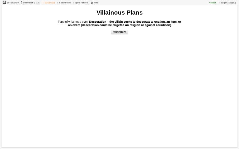 Villainous Plans ― Perchance Generator