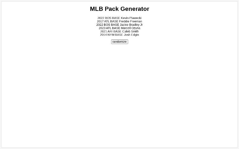 MLB Pack Generator