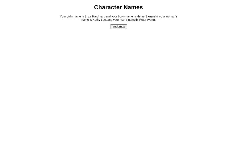 Character Names ― Perchance Generator