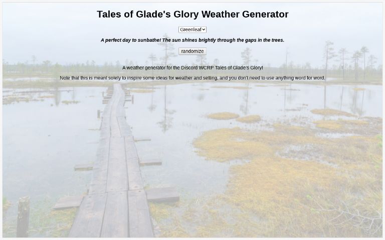 Tales of Glade's Glory Weather Generator
