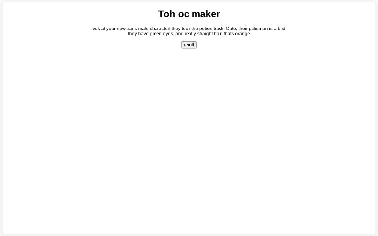 Toh oc maker ― Perchance Generator