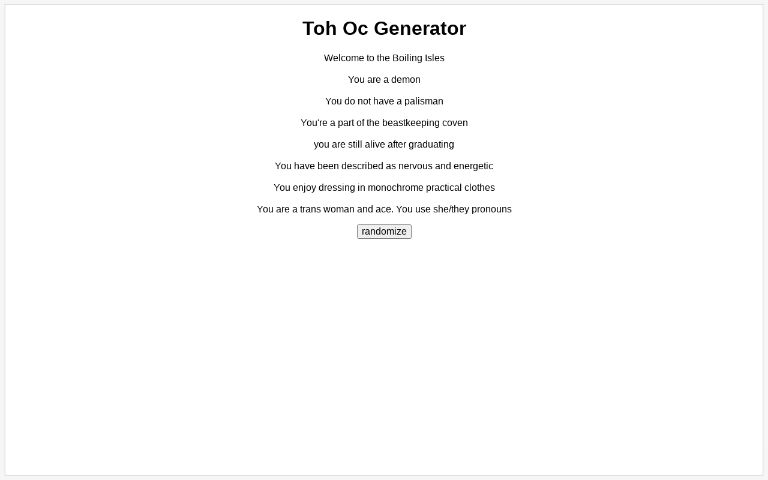 Toh Oc Generator