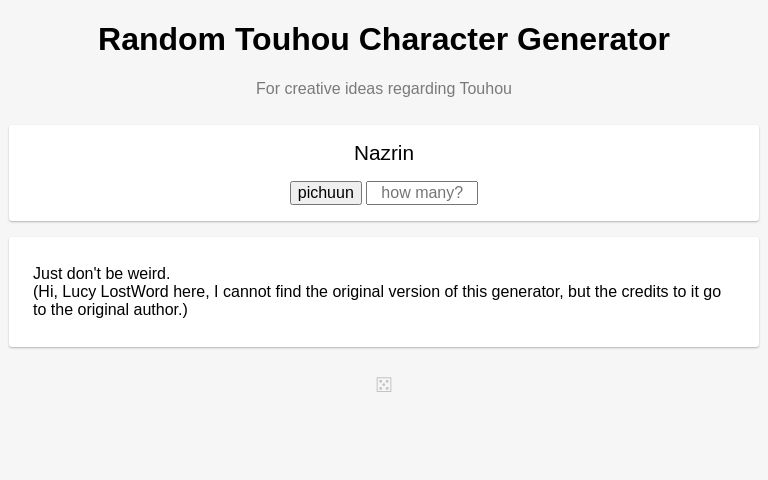 Random Touhou Character Generator