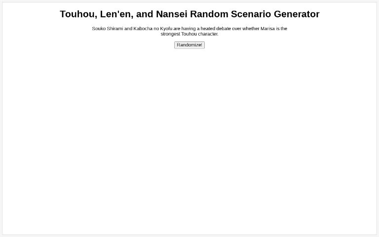 Touhou, Len'en, and Nansei Random Scenario Generator
