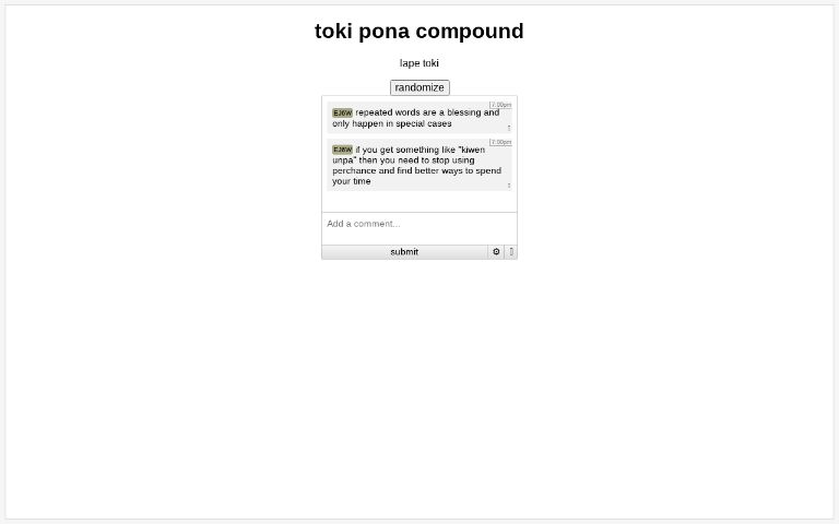 toki pona compound ― Perchance Generator