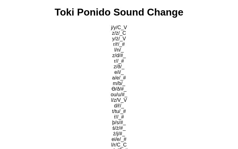Toki Ponido Sound Change ― Perchance Generator