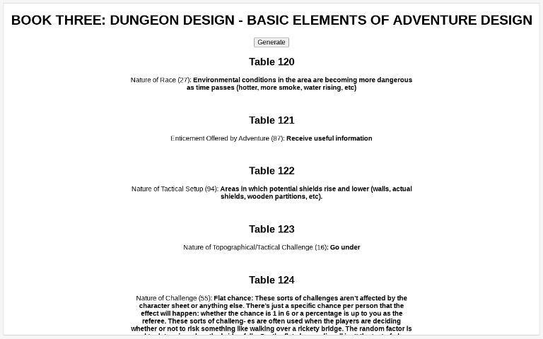 BOOK THREE: DUNGEON DESIGN - BASIC ELEMENTS OF ADVENTURE DESIGN ― Perchance Generator