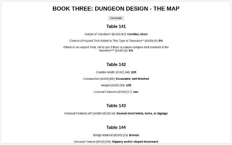 BOOK THREE: DUNGEON DESIGN - THE MAP ― Perchance Generator