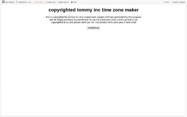 copyrighted tommy inc time zone maker ― Perchance Generator