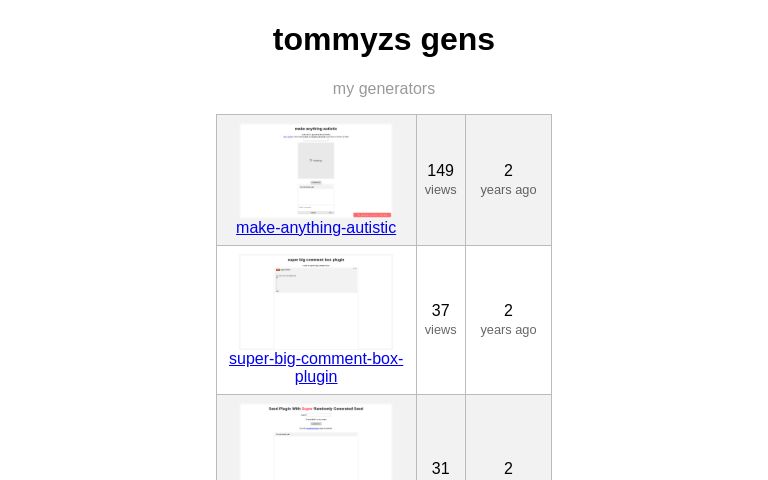 The Generator Hub Collection ― Perchance