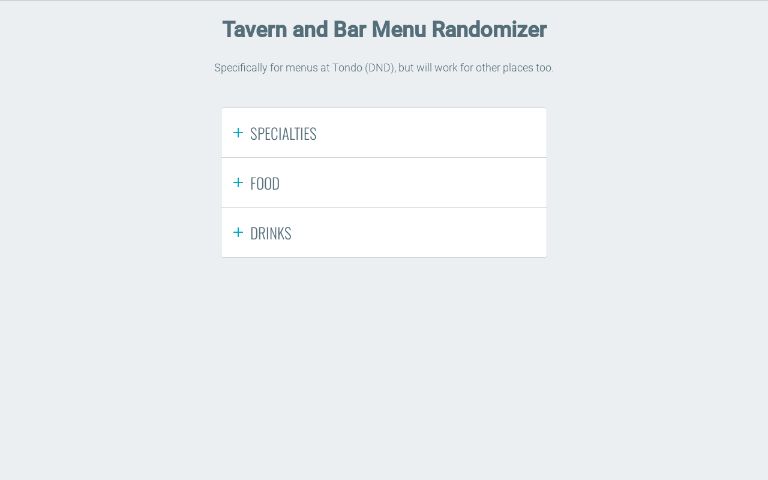 Tavern and Bar Menu Randomizer ― Perchance Generator