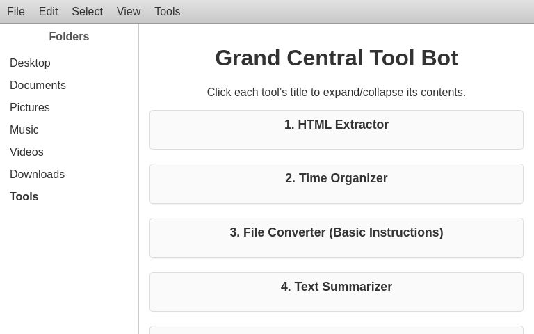 Grand Central Tool Bot ― Perchance Generator