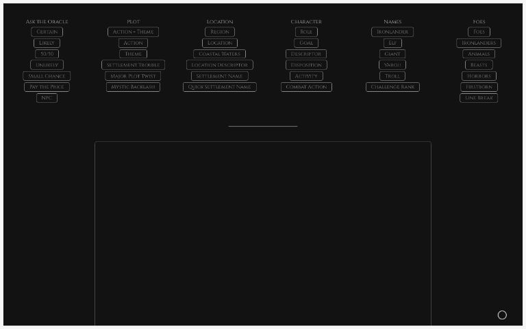 Ironsworn Oracles ― Perchance Generator