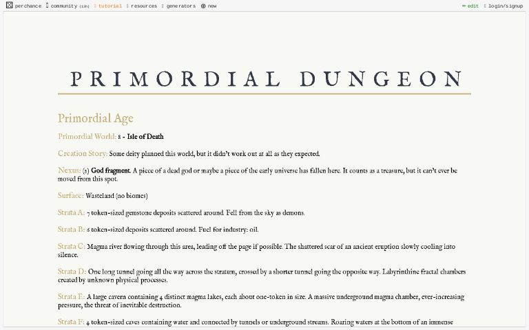 Primordial Dungeon ― Perchance Generator