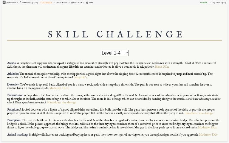 Skill challenge ― Perchance Generator