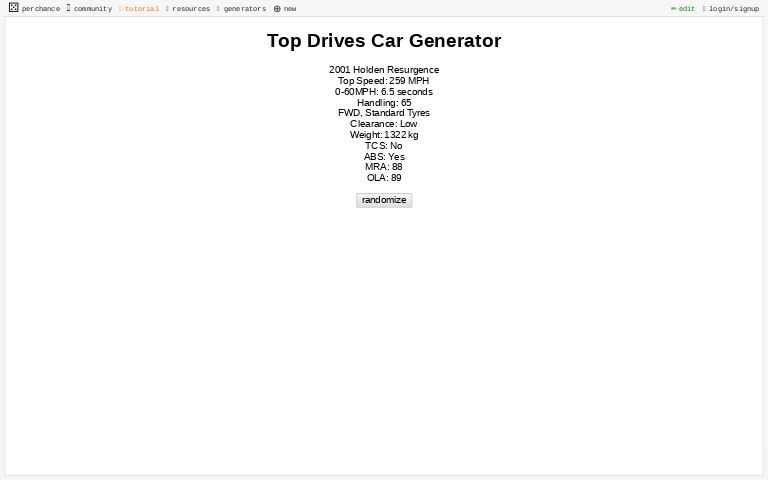 topdrivescars ― Perchance Generator