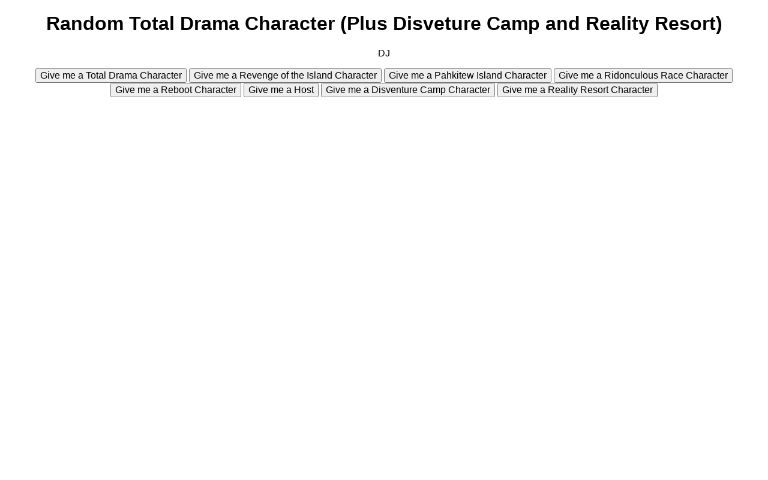 Random Total Drama Character (Plus Disveture Camp and Reality Resort ...
