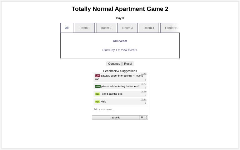 Totally Normal Apartment Game ― Perchance Generator