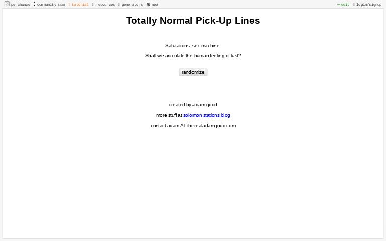 Totally Normal Pick-Up Lines ― Perchance Generator