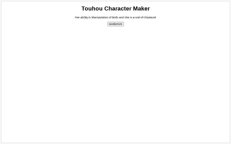 Touhou Character Maker ― Perchance Generator