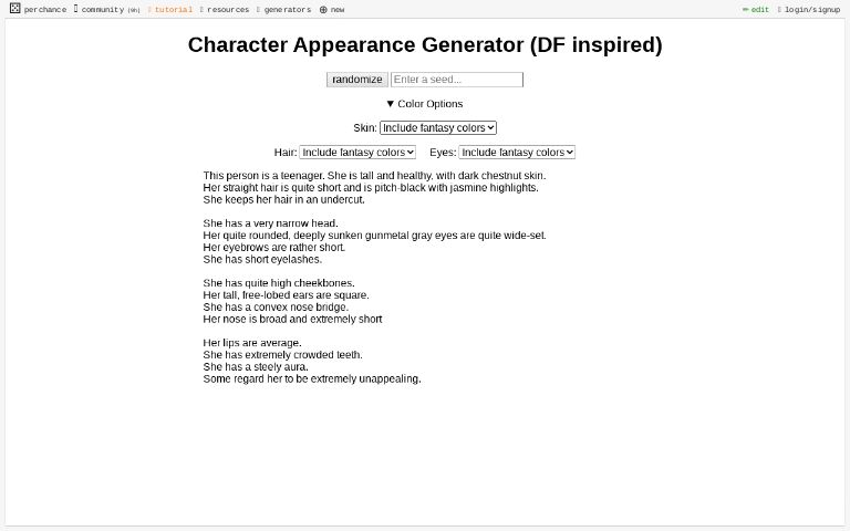 Character Appearance Generator (DF inspired)