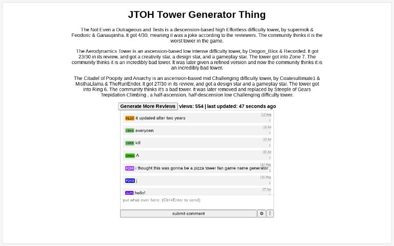 JTOH Tower Generator Thing