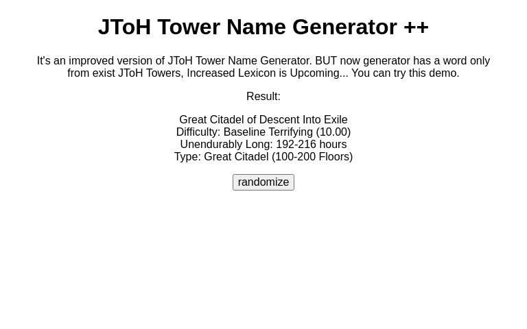JToH Tower Name Generator