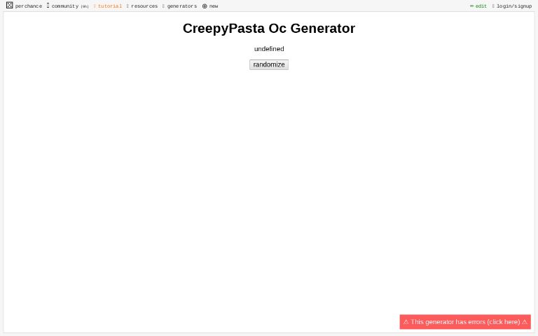 CreepyPasta Oc Generator