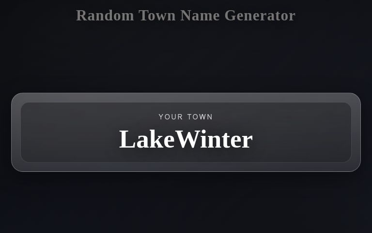 Town Name Generator