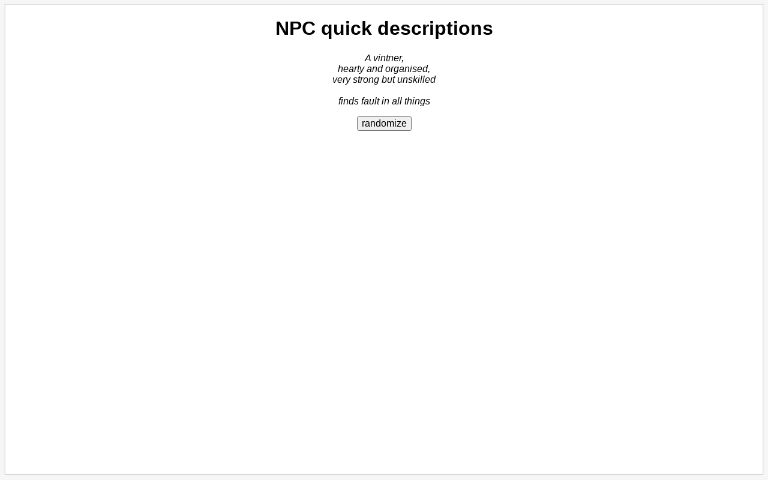 NPC quick descriptions ― Perchance Generator