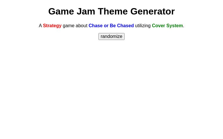 Game Jam Theme Generator
