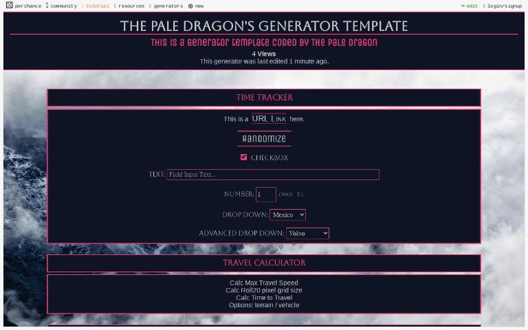 The Pale Dragon's Generator Template