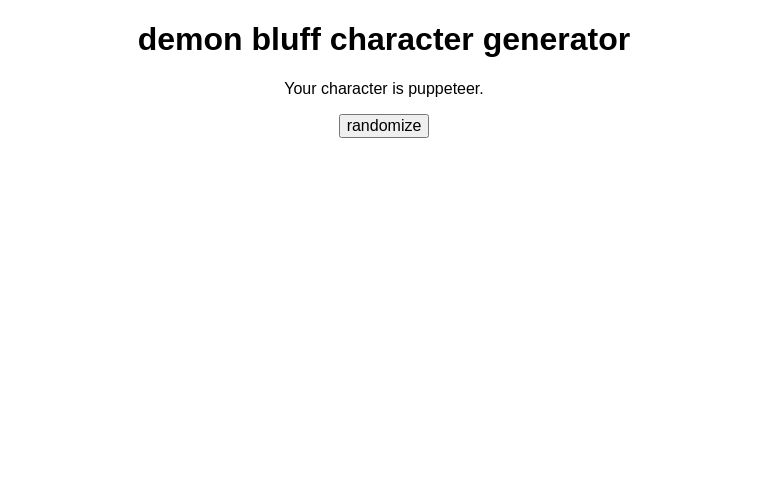 demon bluff character generator