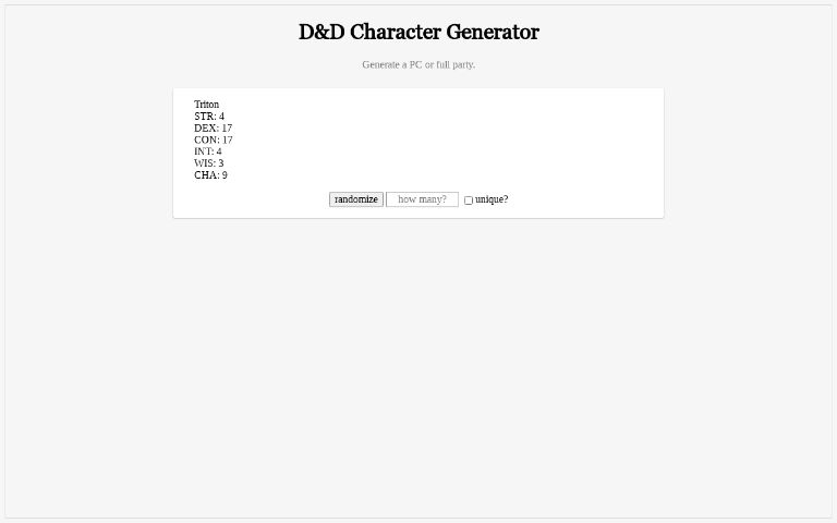 D&D Character Generator