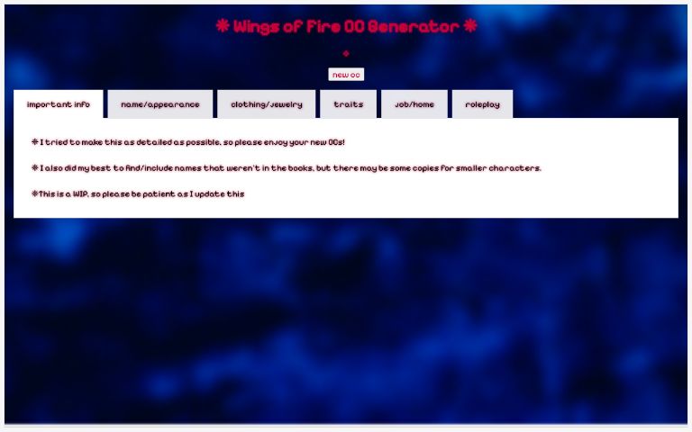 Wings of Fire OC Generator