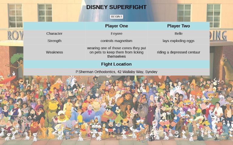 DISNEY SUPERFIGHT ― Perchance Generator