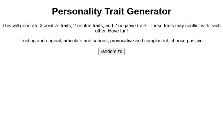 Personality Trait Generator