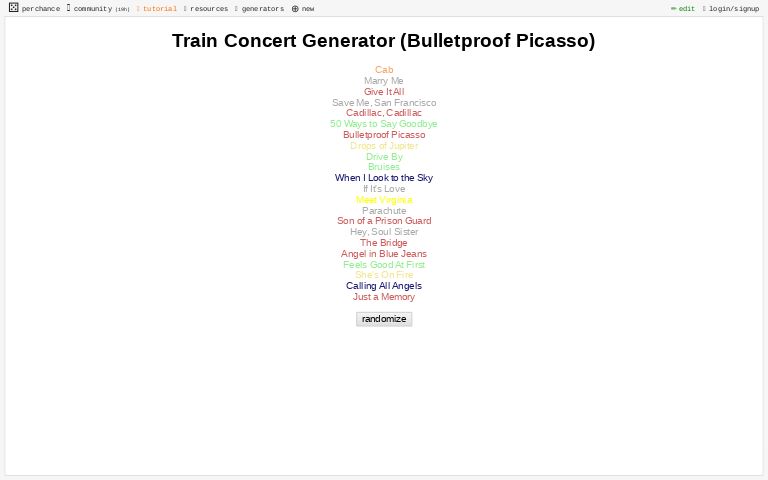 Train Concert Generator (Bulletproof Picasso)